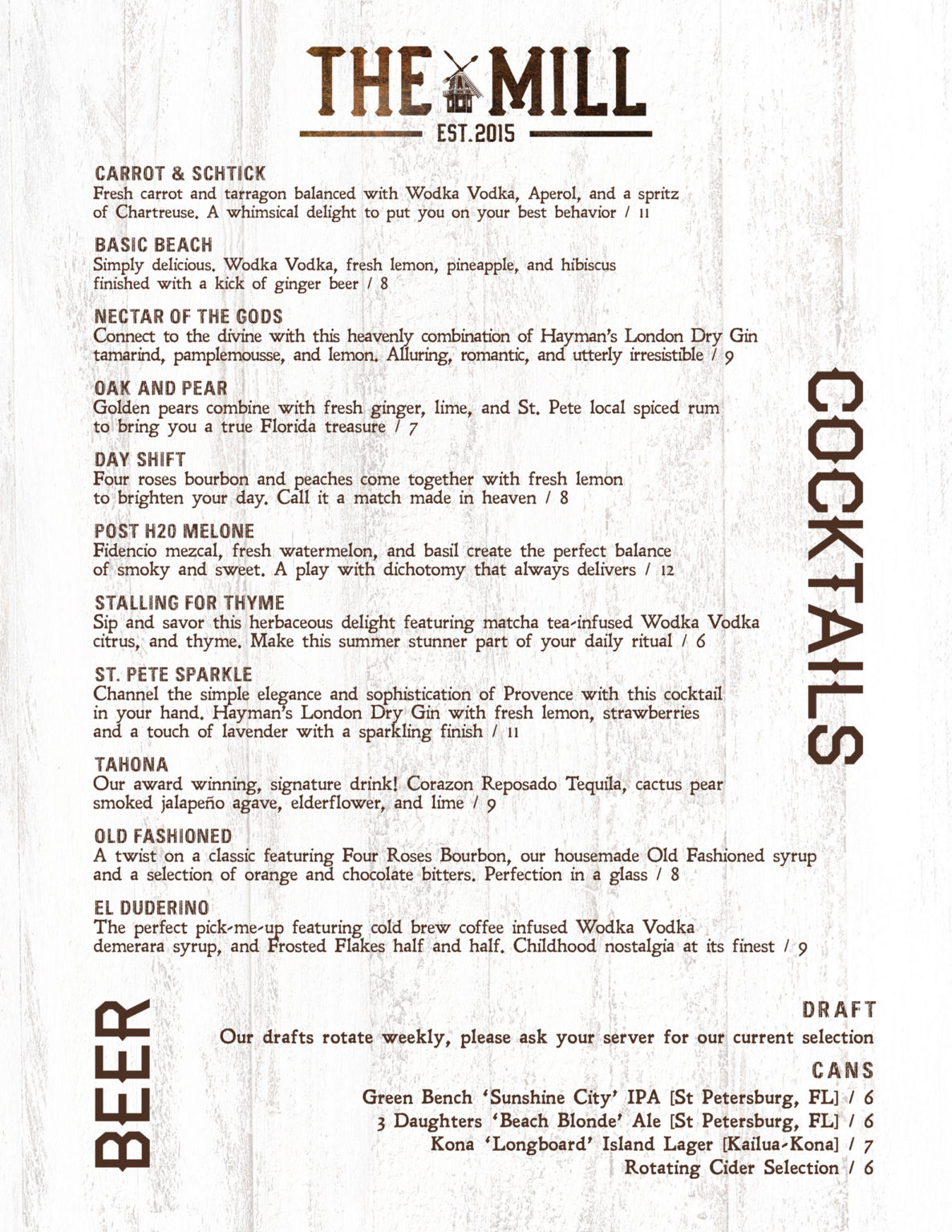 The Mill Downtown St Pete New Menu Review July 2020