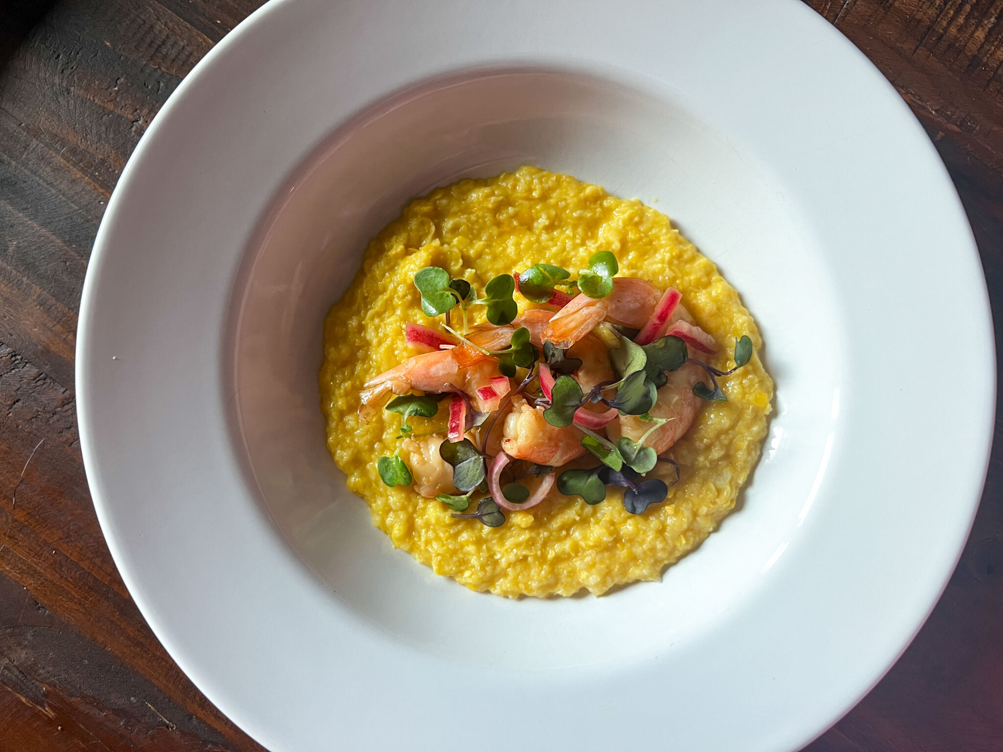 Fresh Corn Polenta with Pickled Shrimp Recipe