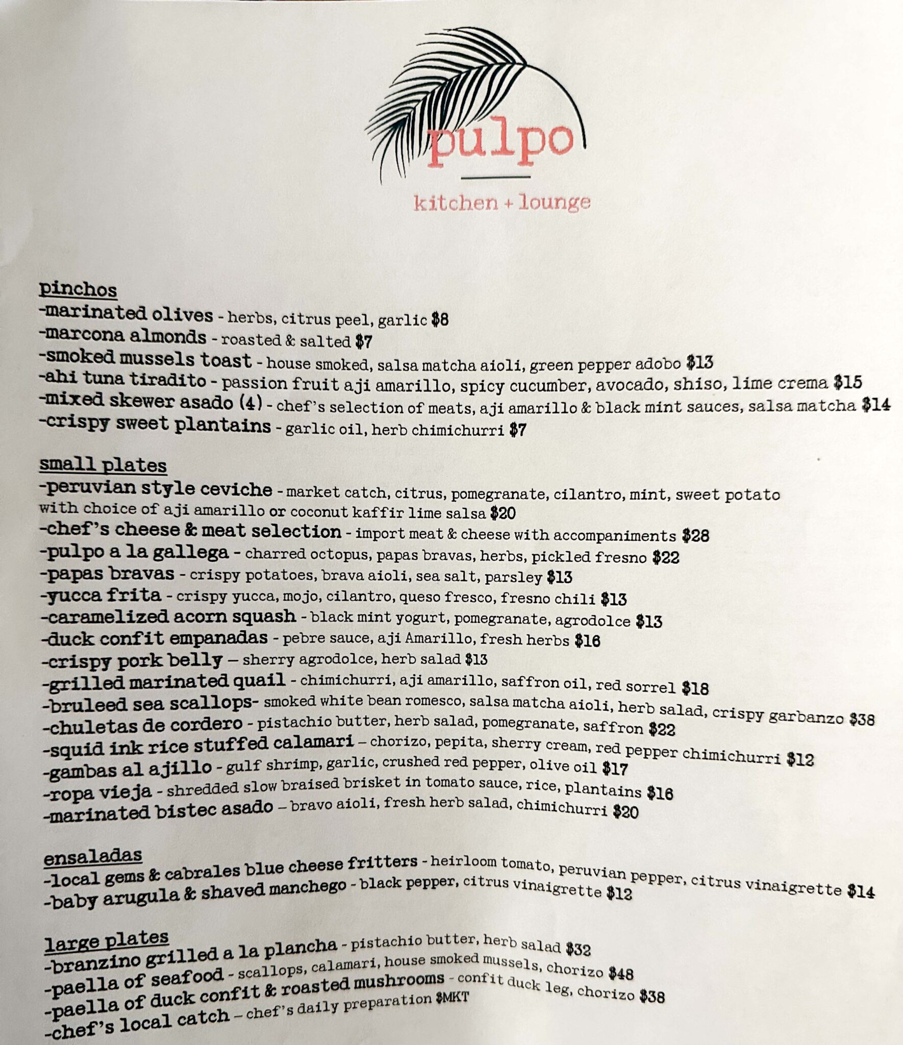 Pulpo Kitchen + Lounge St Petersburg FL Review Januart 2025